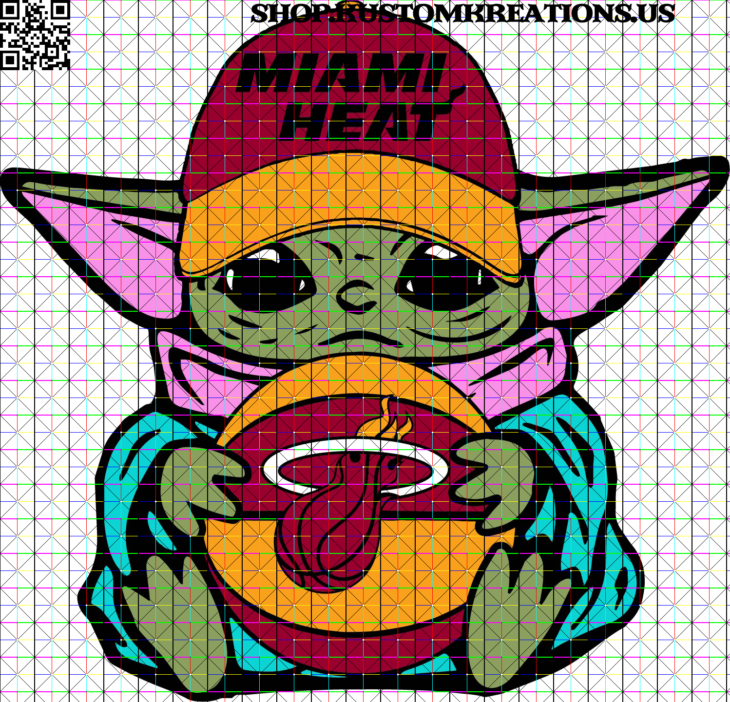 Baby Yoda with Miami Heat Basketball | Kustom Kreations